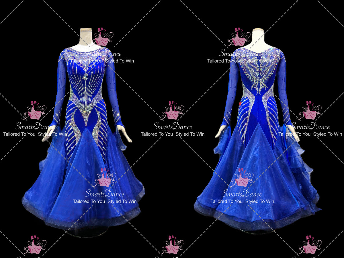 Blue new style homecoming dance team gowns female Standard stage dress ...