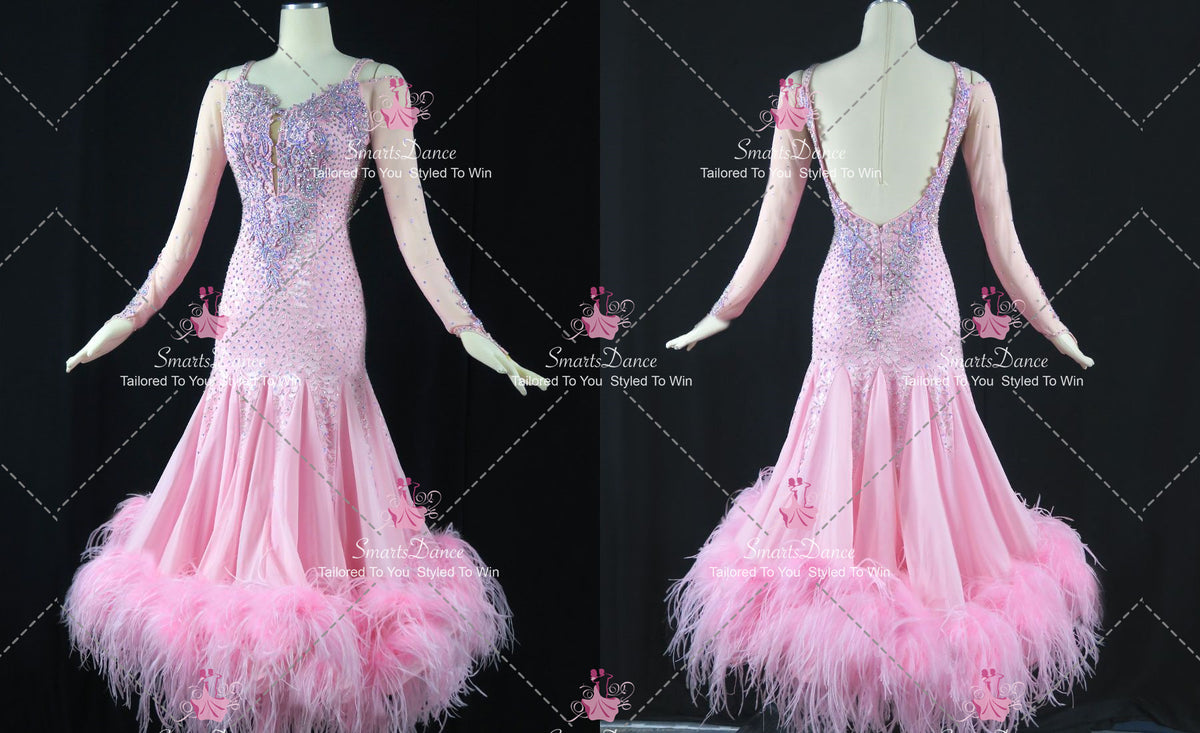 Pink inexpensive waltz dance competition dresses brand new waltz perfo ...